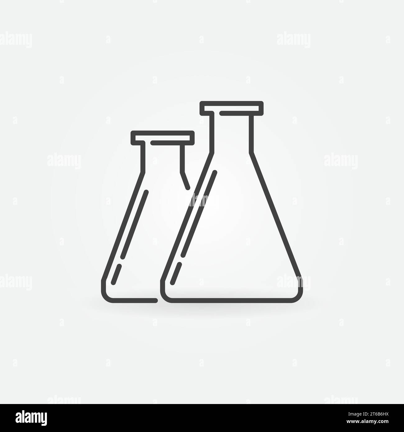 Conical flasks linear icon. Vector chemistry glassware concept outline ...