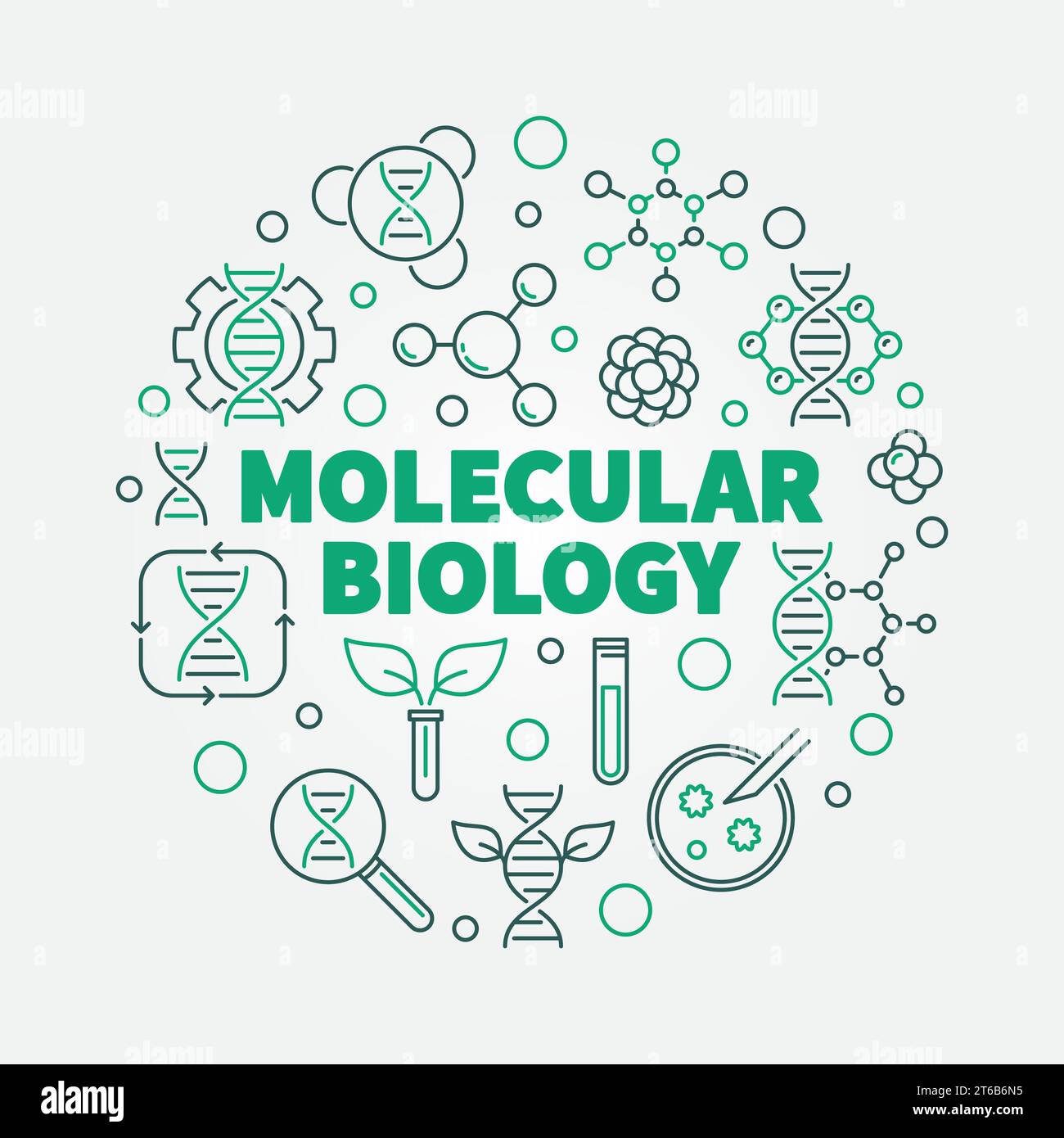 Vector Molecular Biology round concept illustration in thin line style Stock Vector Image & Art ...