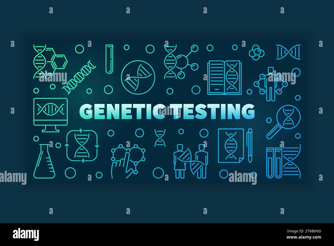 Genetic Testing vector colorful linear horizontal banner or ...