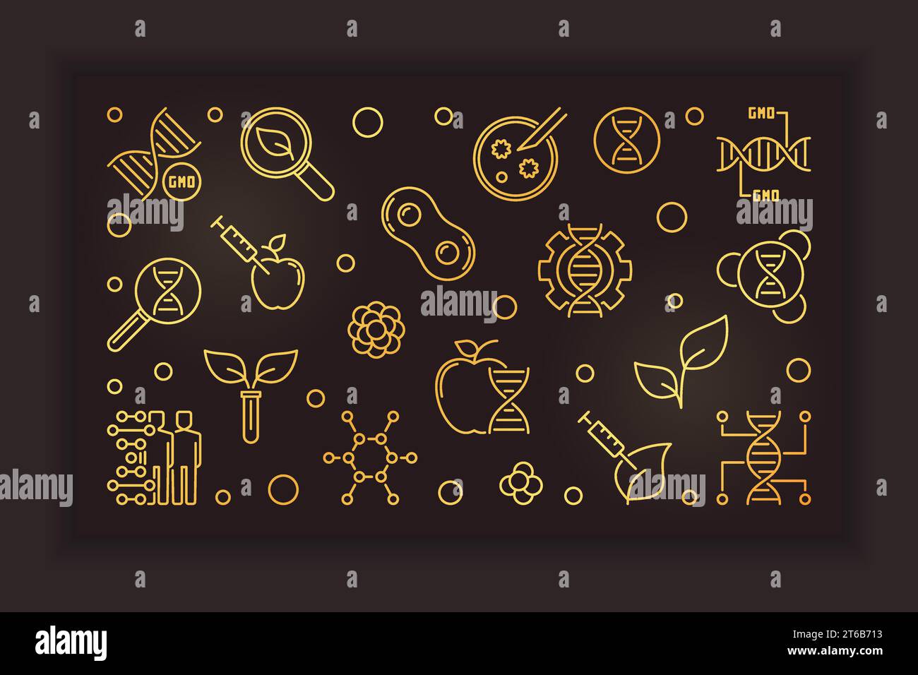 GMO vector golden horizontal banner in outline style on dark background Stock Vector Image & Art ...