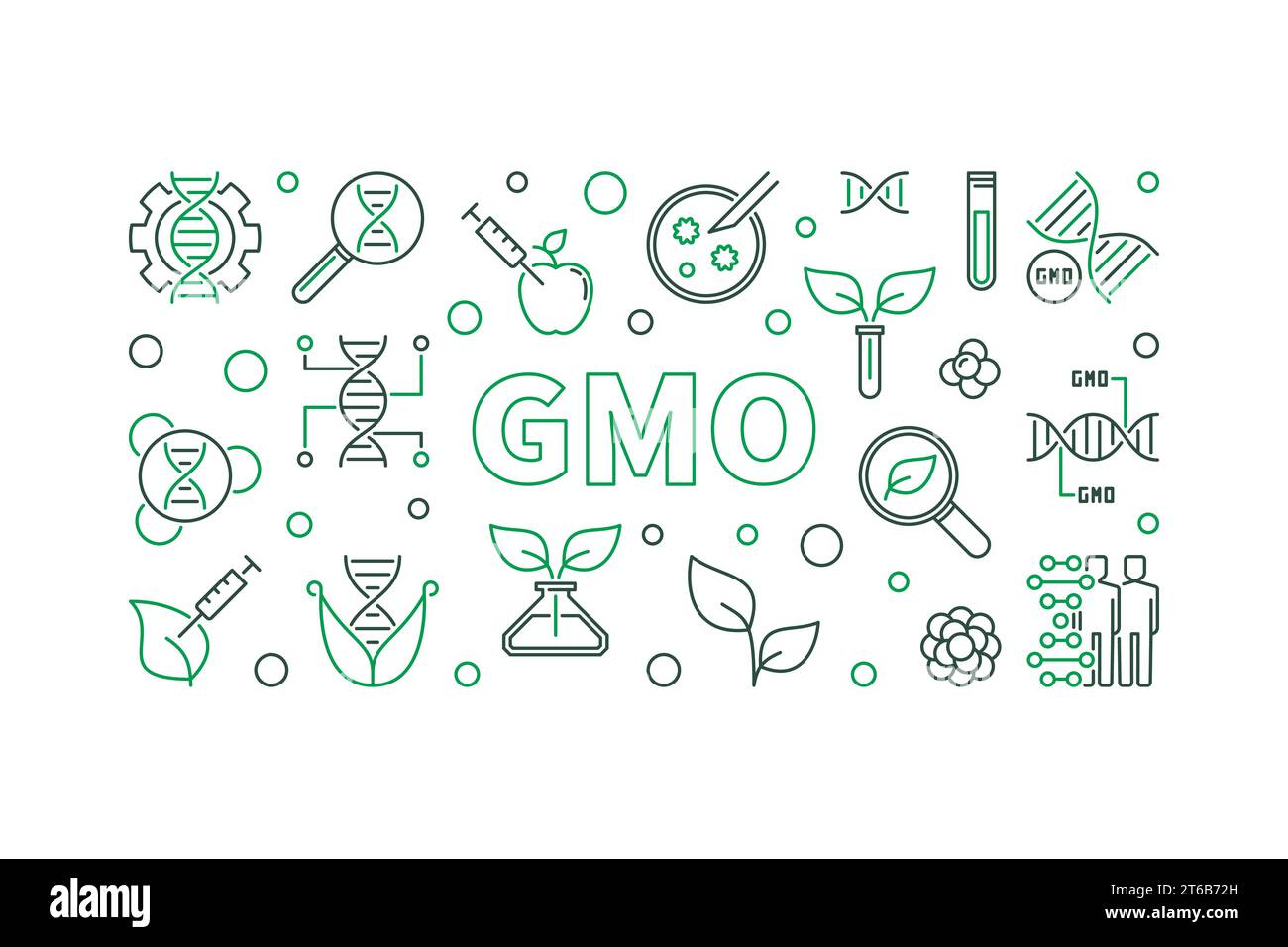 GMO vector simple concept horizontal illustration in outline style Stock Vector Image & Art - Alamy