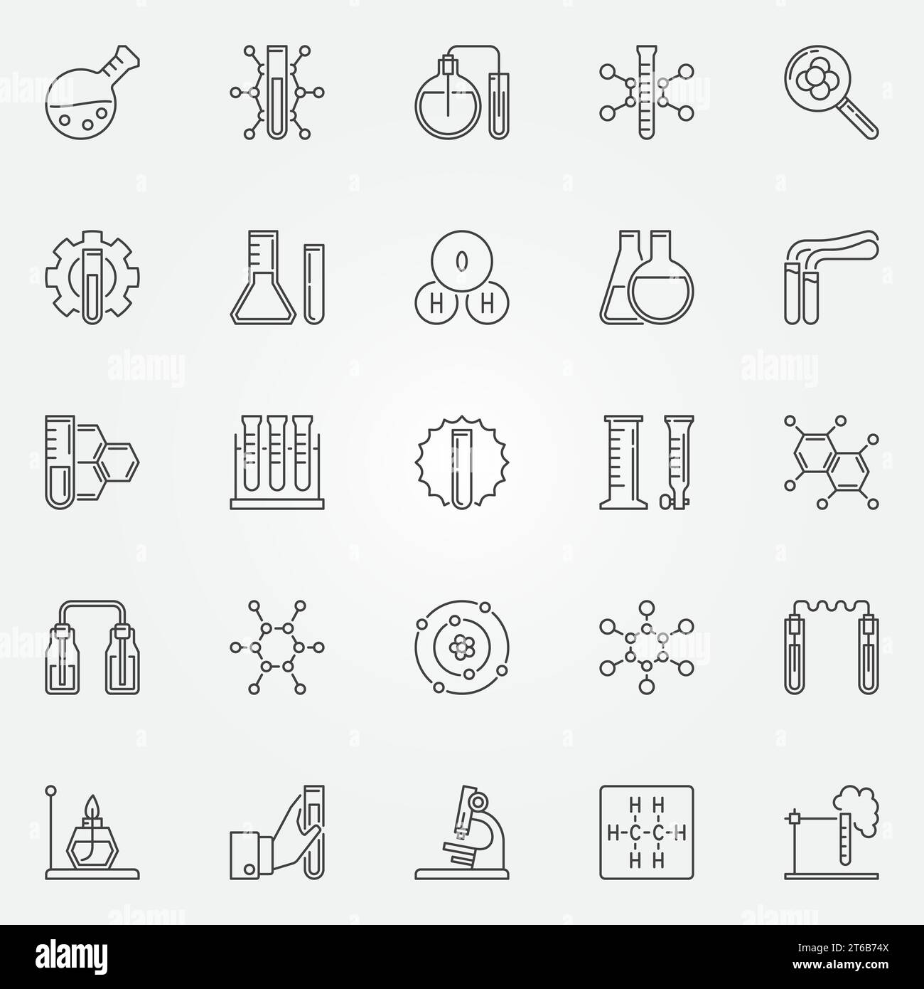 Chemistry icons set - vector Chemical science concept symbols in thin ...