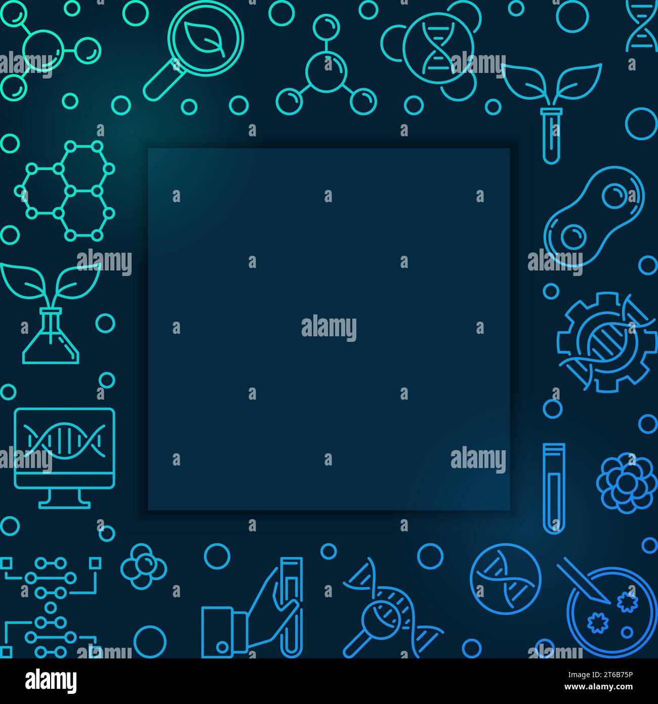 Biotechnolgy vector colorful square frame or illustration in outline ...