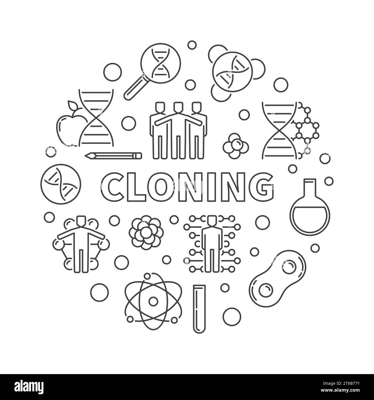 Cloning Vector Minimal Concept Round Illustration In Thin Line Style Stock Vector Image And Art
