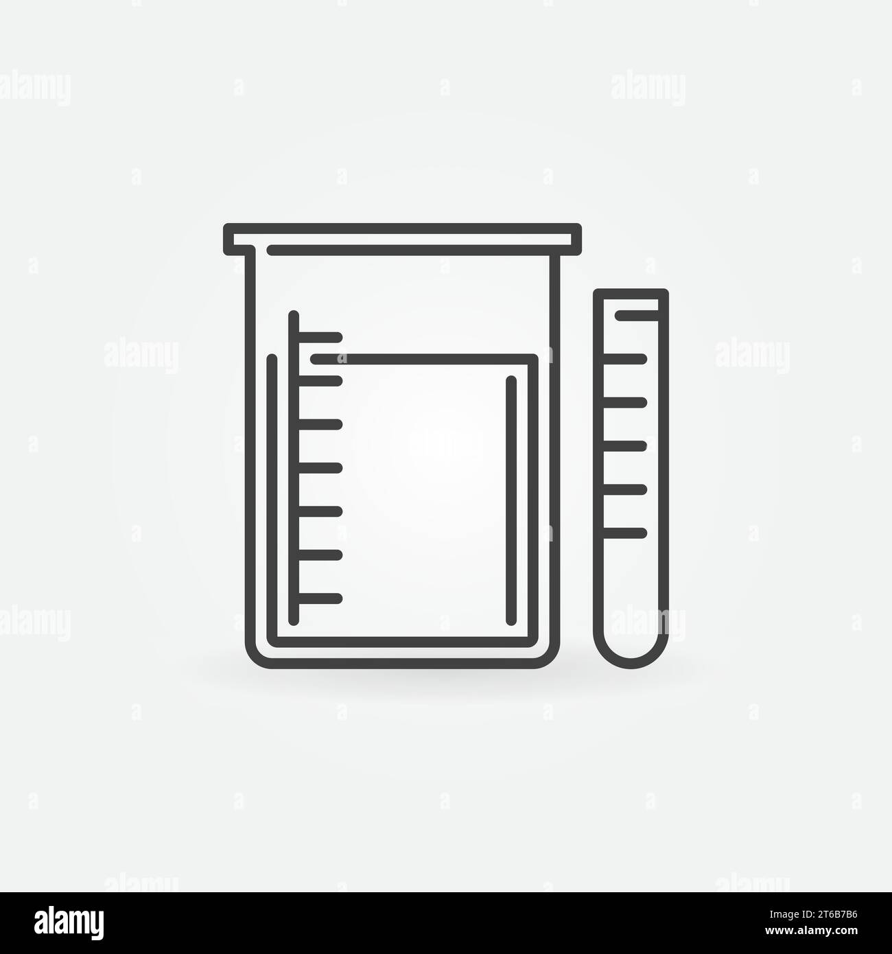 Beaker and test tube outline icon. Vector chemistry glassware concept ...