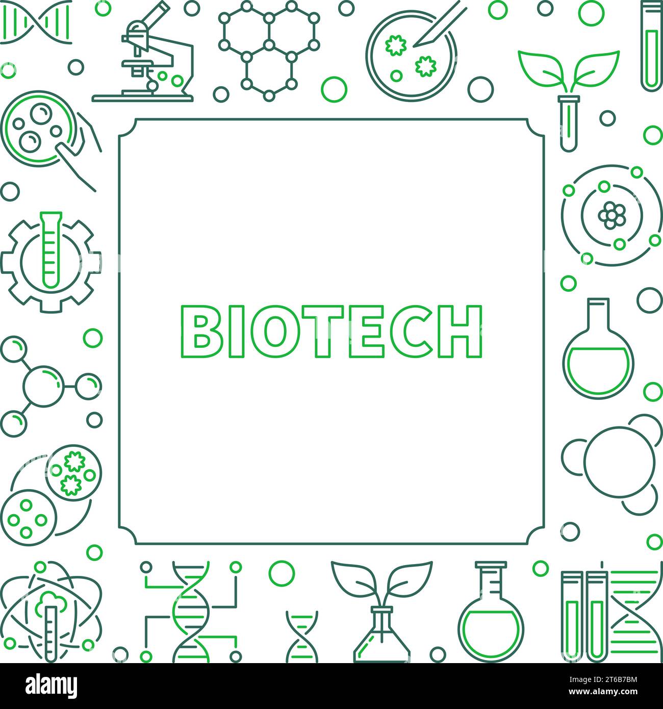 Vector Biotech concept creative square outline frame or illustration ...