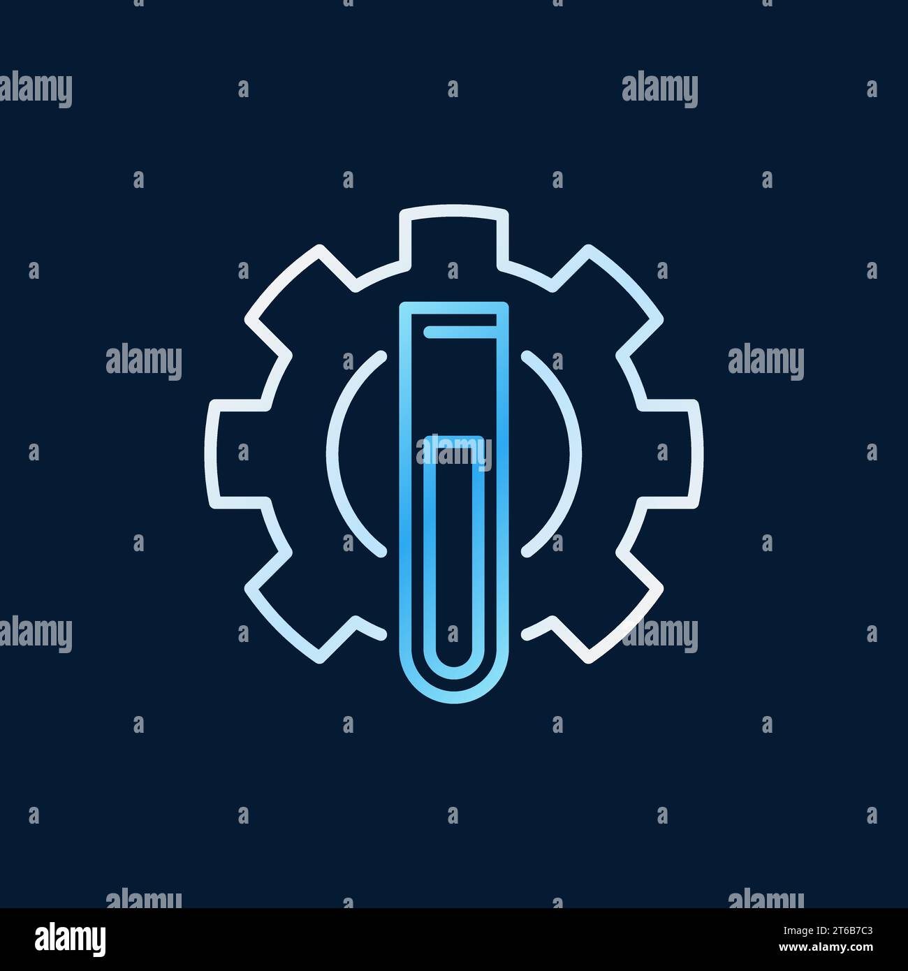 Test-tube with gear outline colored icon. Vector chemistry symbol or ...