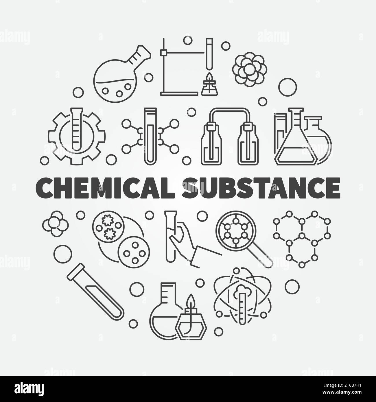 Chemical Substance vector chemistry and science concept round outline ...