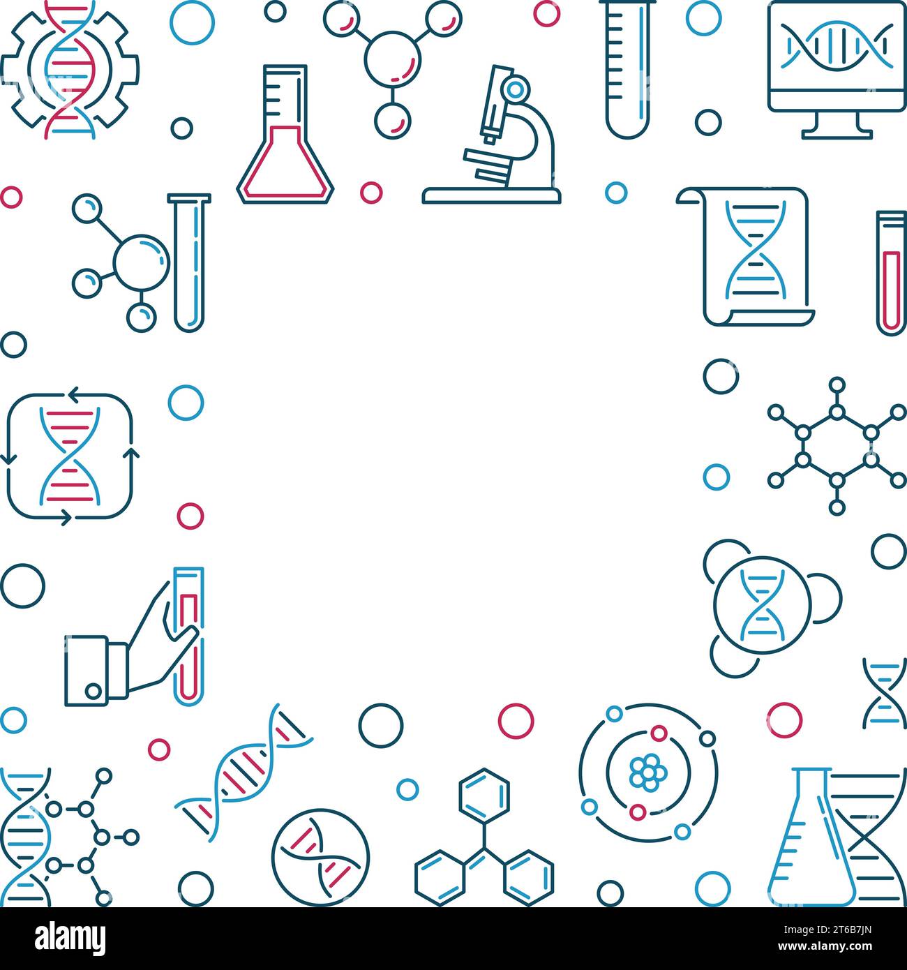 Vector DNA Testing creative square frame or illustration in thin line ...