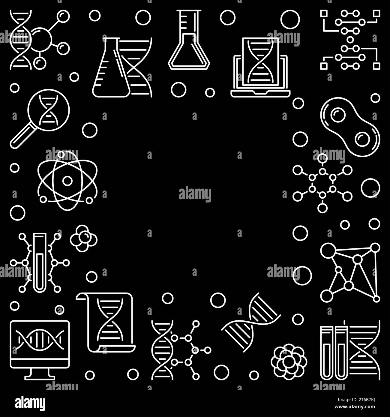 Vector Genetics square minimal frame or illustration in thin line style ...
