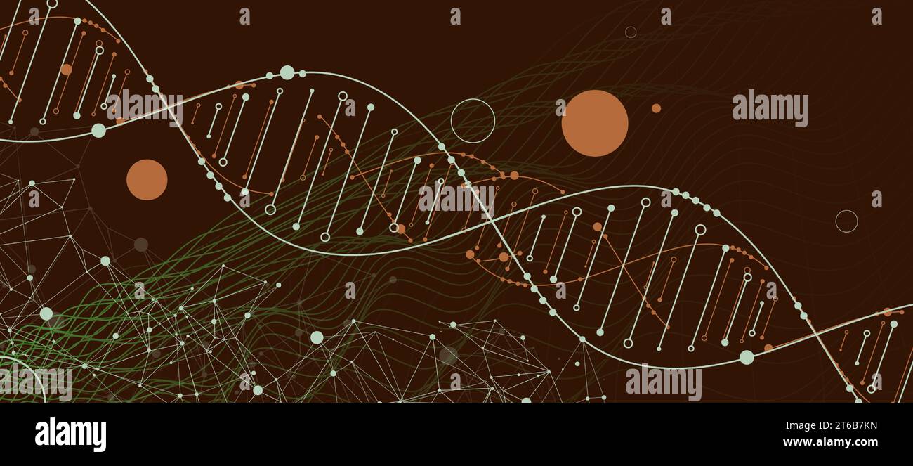 Hand drawn DNA abstract molecule. Medical science, genetic ...