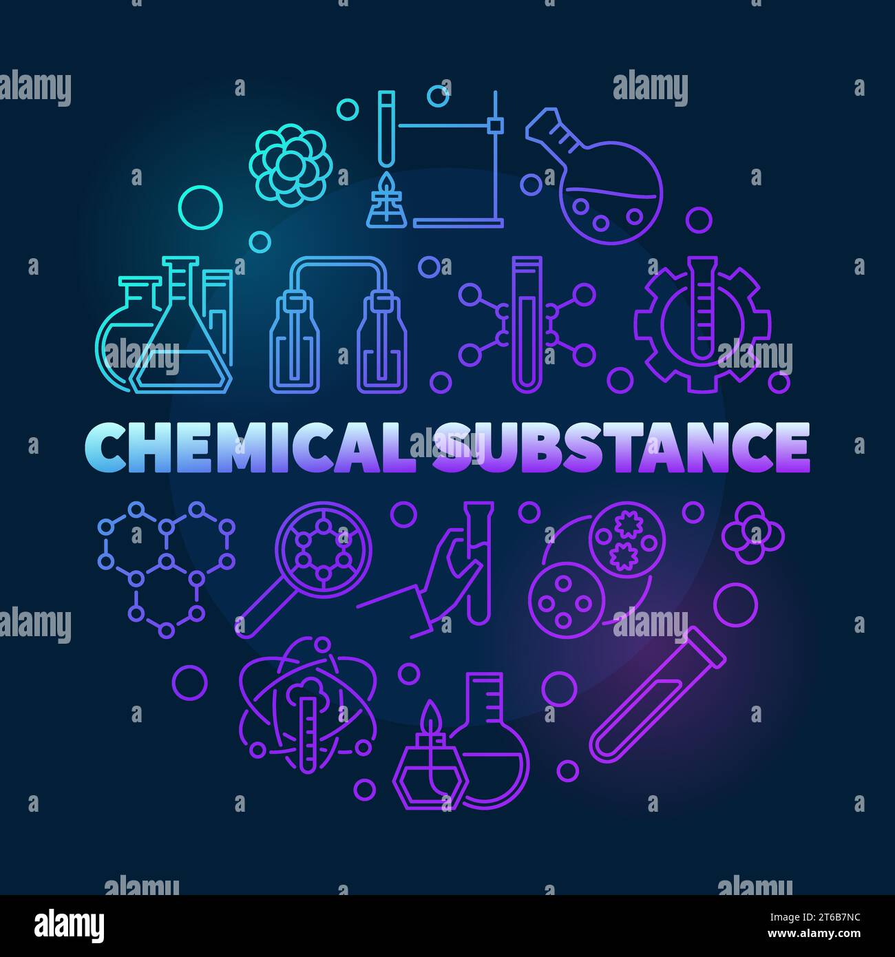 Chemical Substance vector colored concept round outline illustration on ...