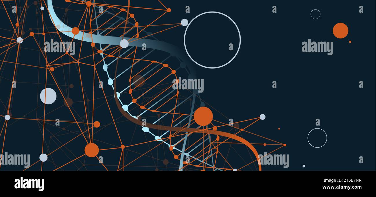 Hand drawn DNA abstract molecule. Medical science, genetic biotechnology, chemistry biology ...