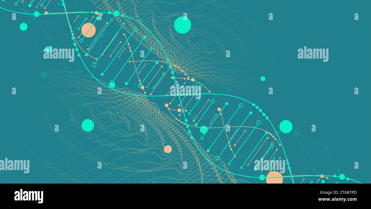 Hand drawn DNA abstract molecule. Medical science, genetic ...