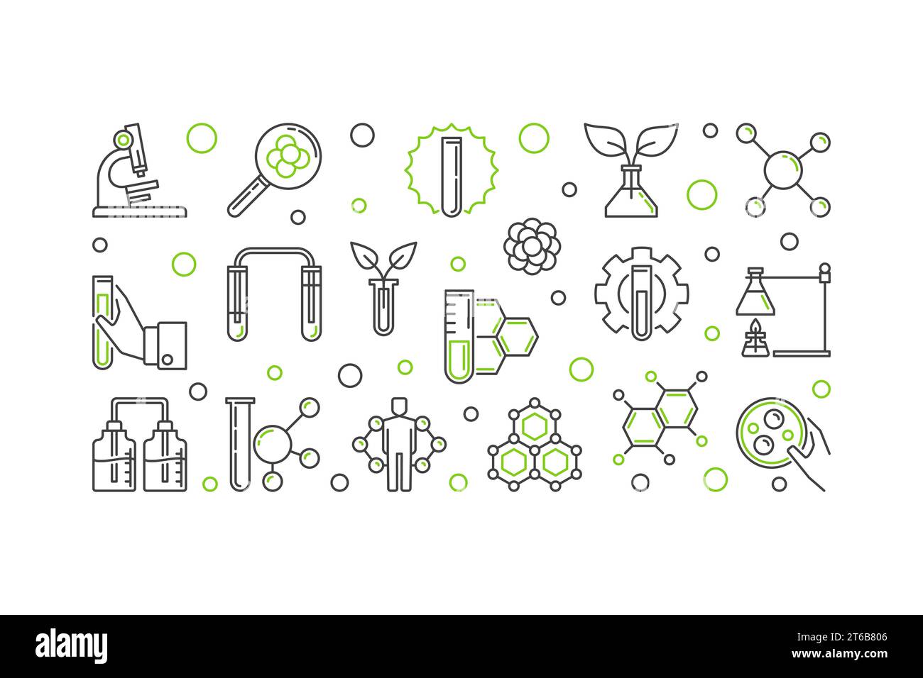 Biological Chemistry vector outline concept illustration. Biochemistry ...