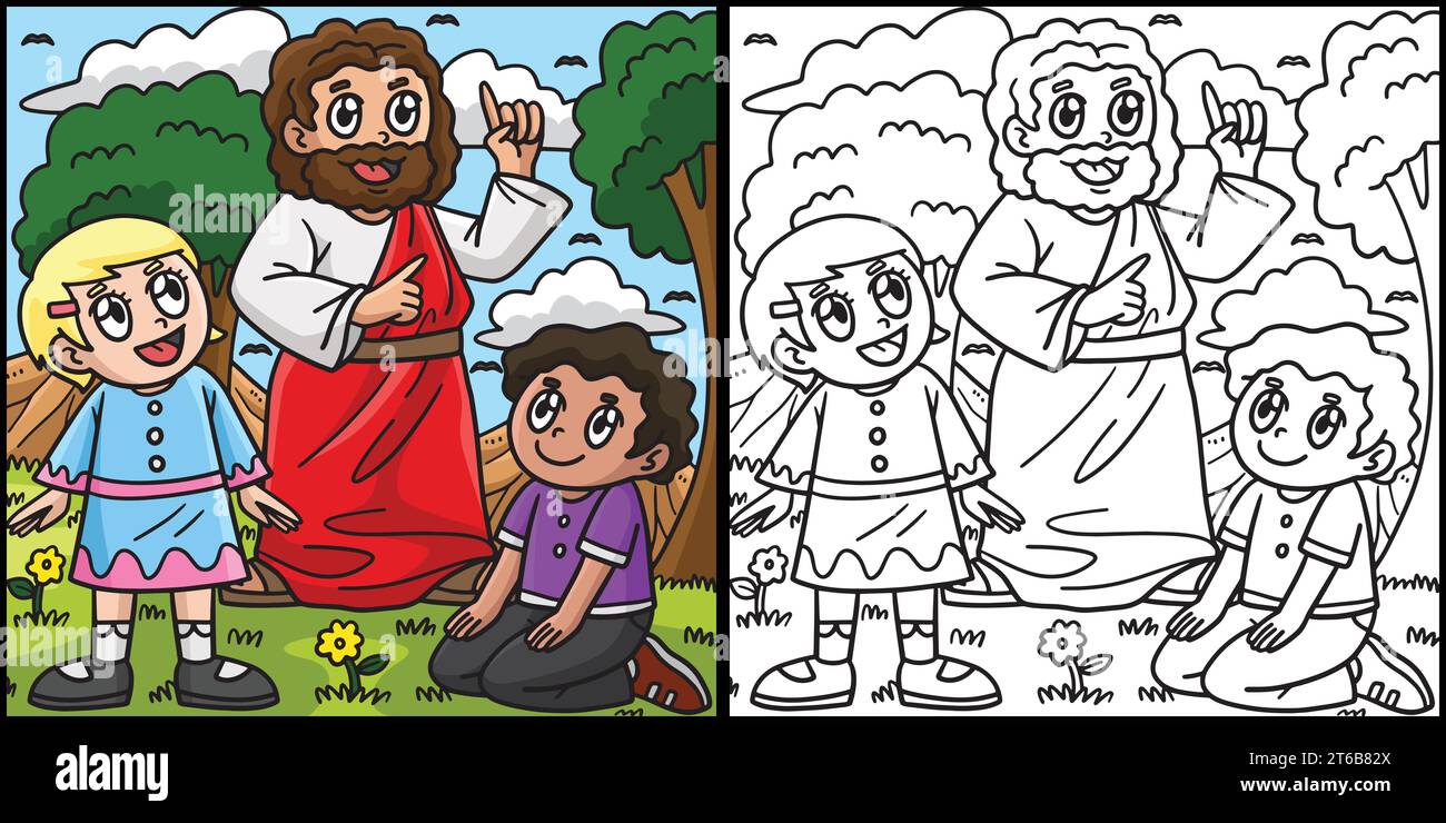 Christian Jesus with Modern Children Illustration Stock Vector Image ...