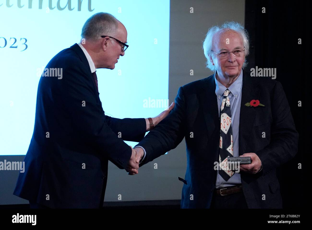 Sir Philip Pullman (right) is presented with the Bodley Medal by Bodley ...
