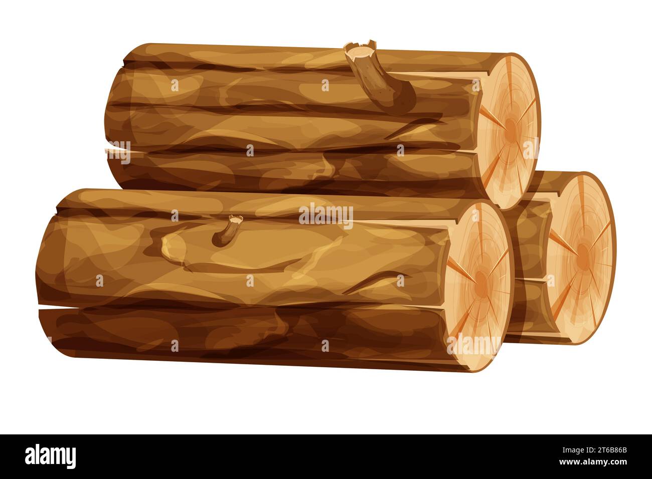 Stack Tree log, wood, forest trunk pile in cartoon style isolated on ...