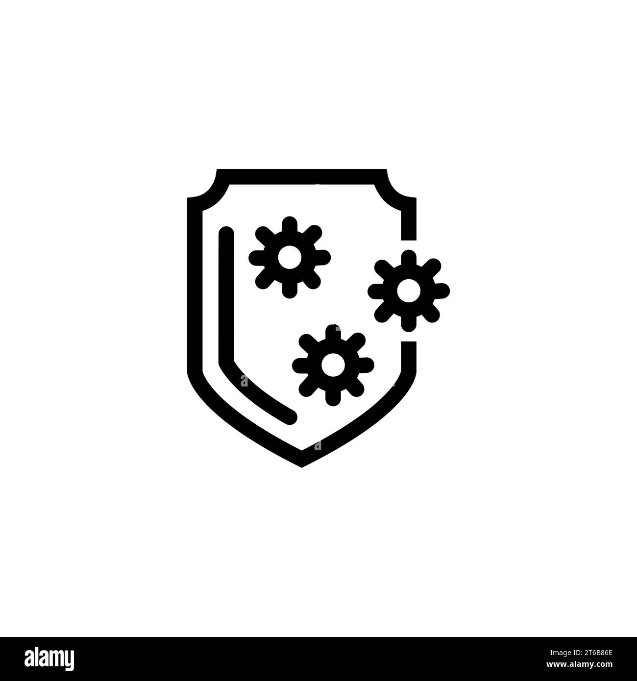 Shield with bacteria vector illustration, Hygiene line design icon ...