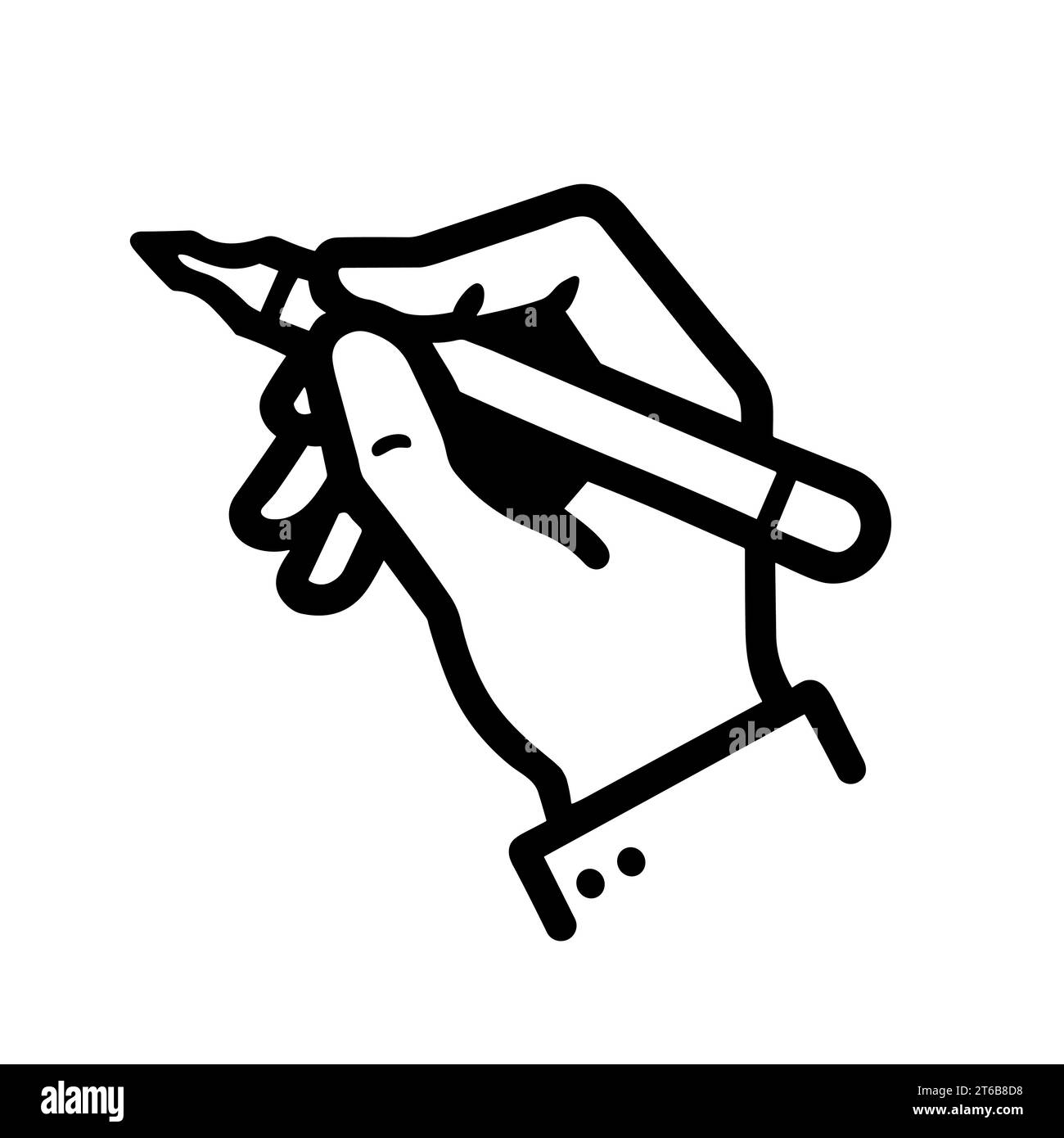 Hand holding pencil icon. Image of a hand in a writing position holding ...