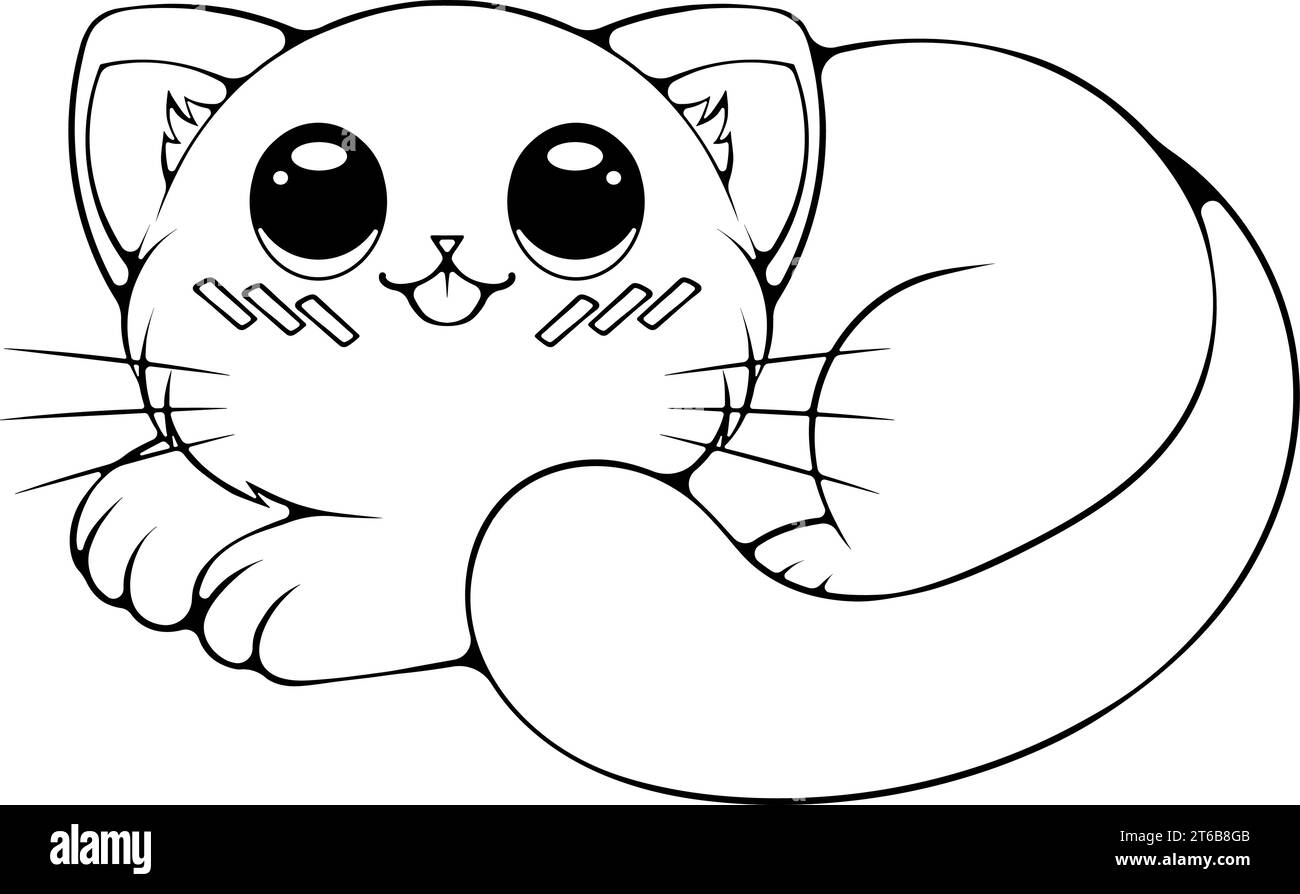 Cute lying kawaii cat Stock Vector Image & Art - Alamy