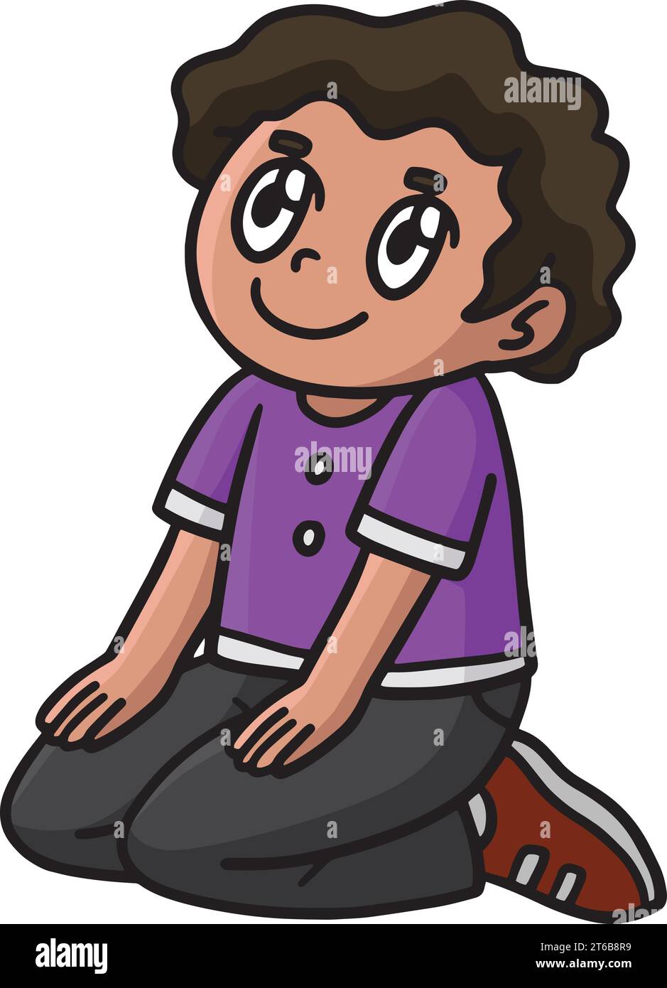 Happy Christian Boy Kneeling Cartoon Clipart Stock Vector Image & Art ...