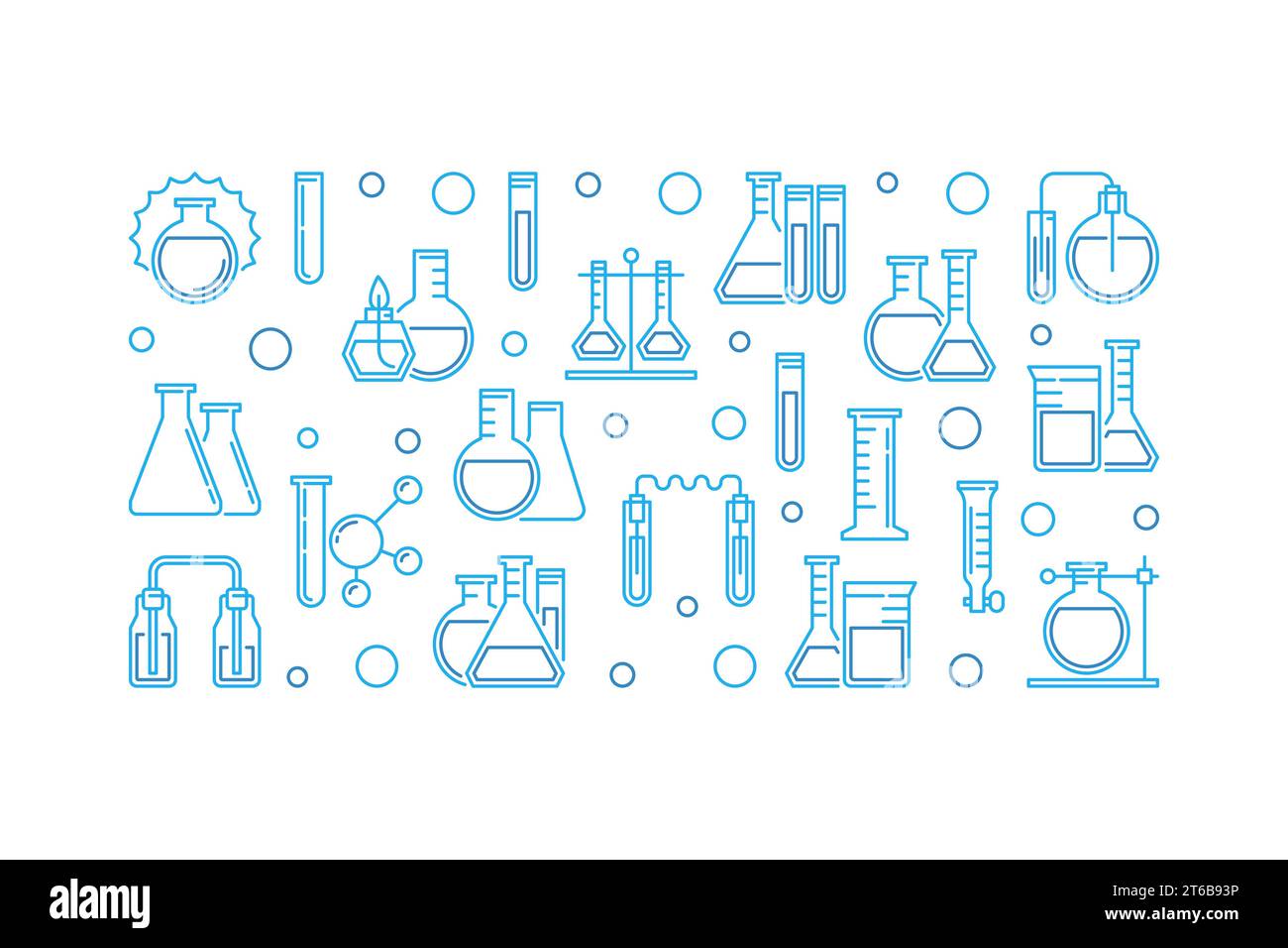 Laboratory equipment outline banner. Vector chemical glassware concept ...