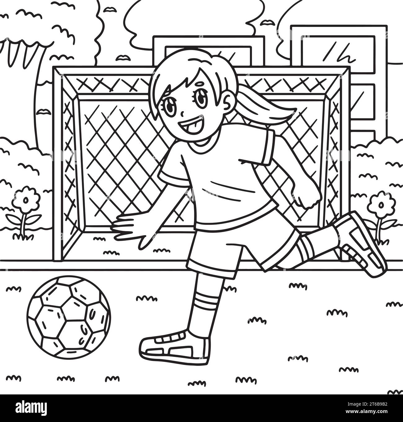 Girl Soccer Ball Coloring Page