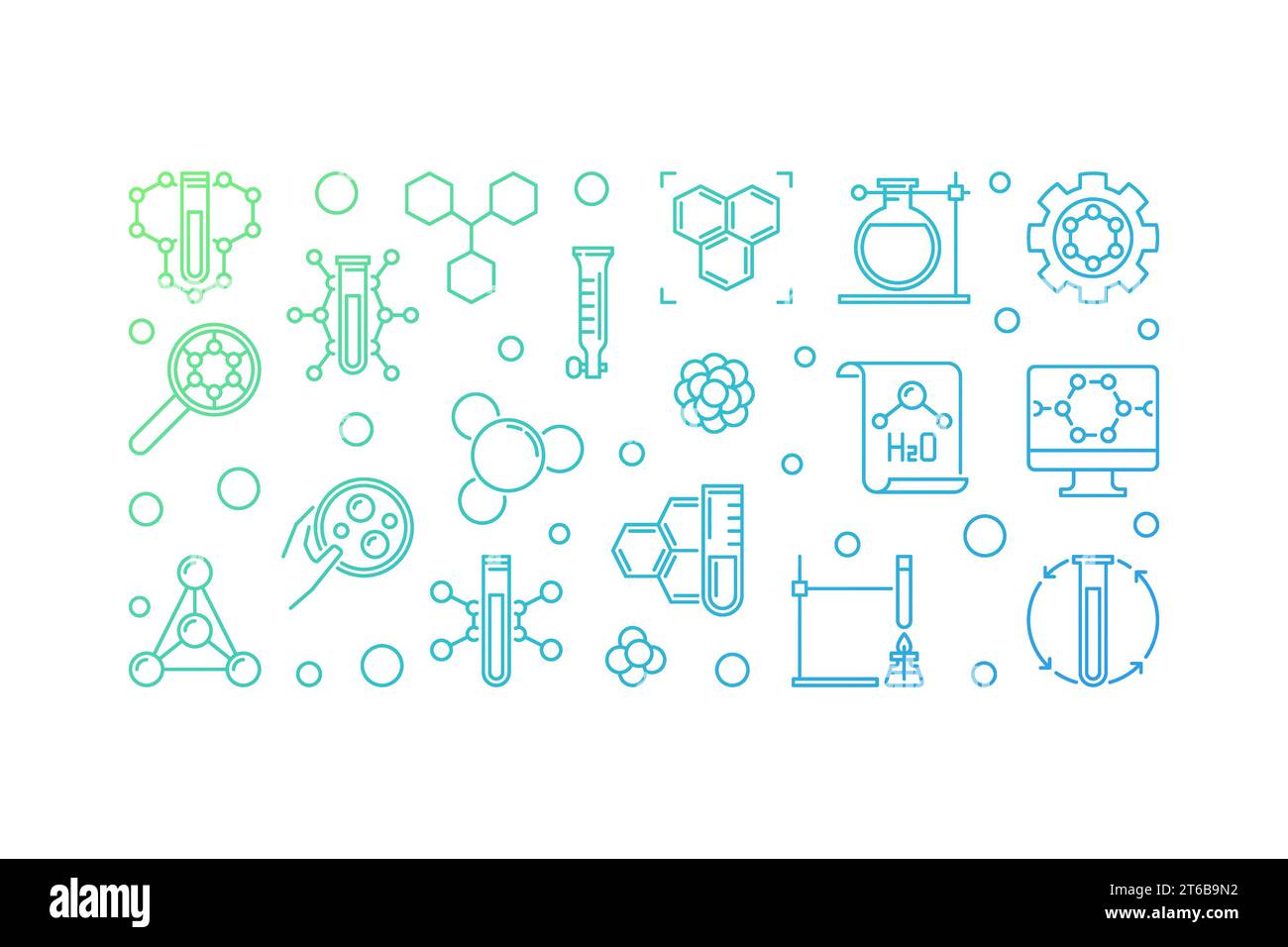 Vector Theoretical Chemistry concept colored outline illustration on ...
