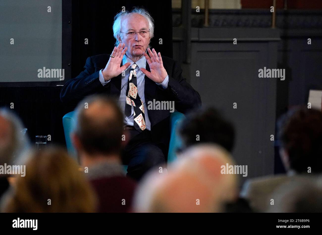 Sir Philip Pullman during a talk with Bodley's Librarian Richard ...