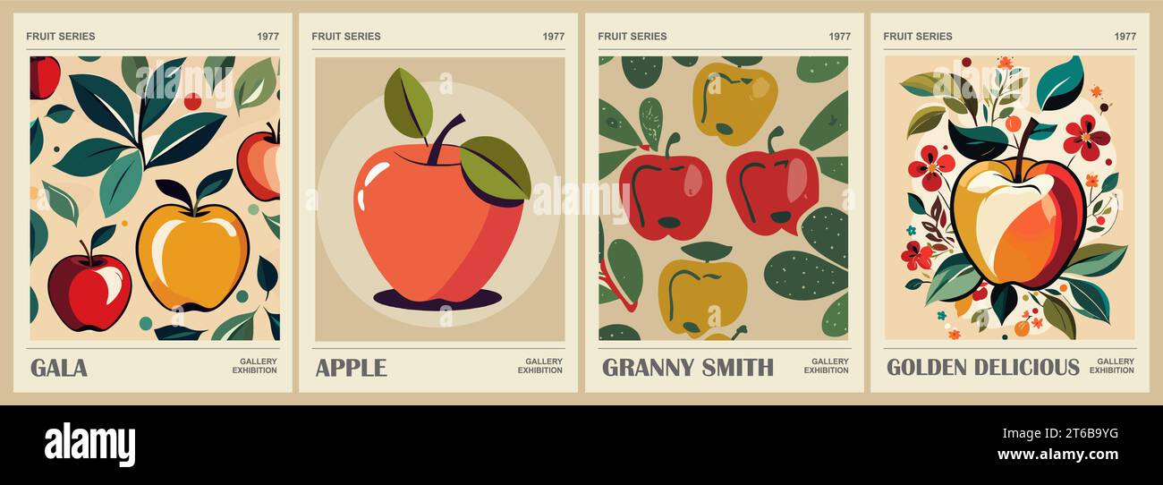 Set of abstract Apple Fruit Market retro posters Stock Vector Image ...