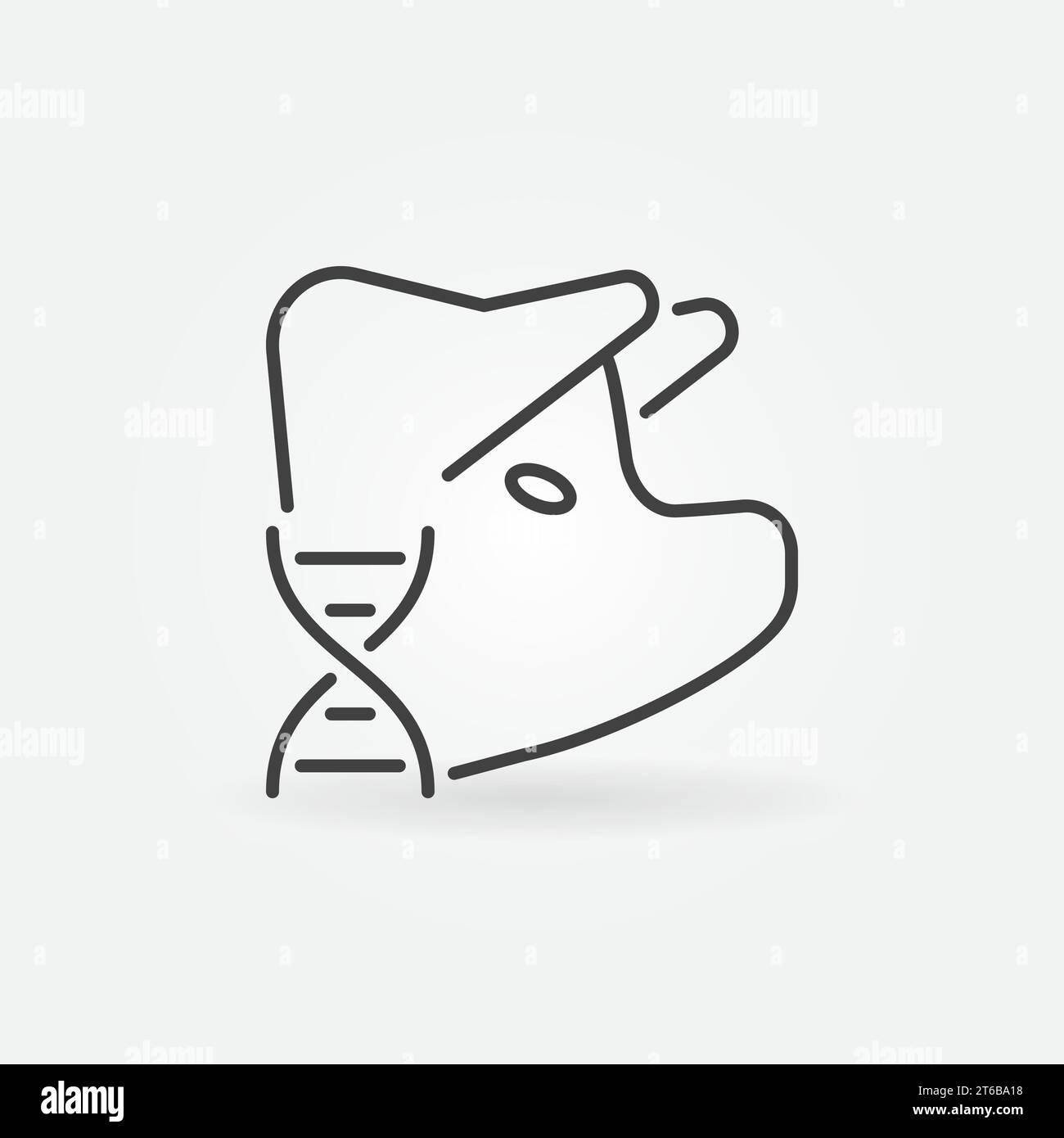Pig with DNA vector concept outline icon. Pork DNA symbol in thin line ...
