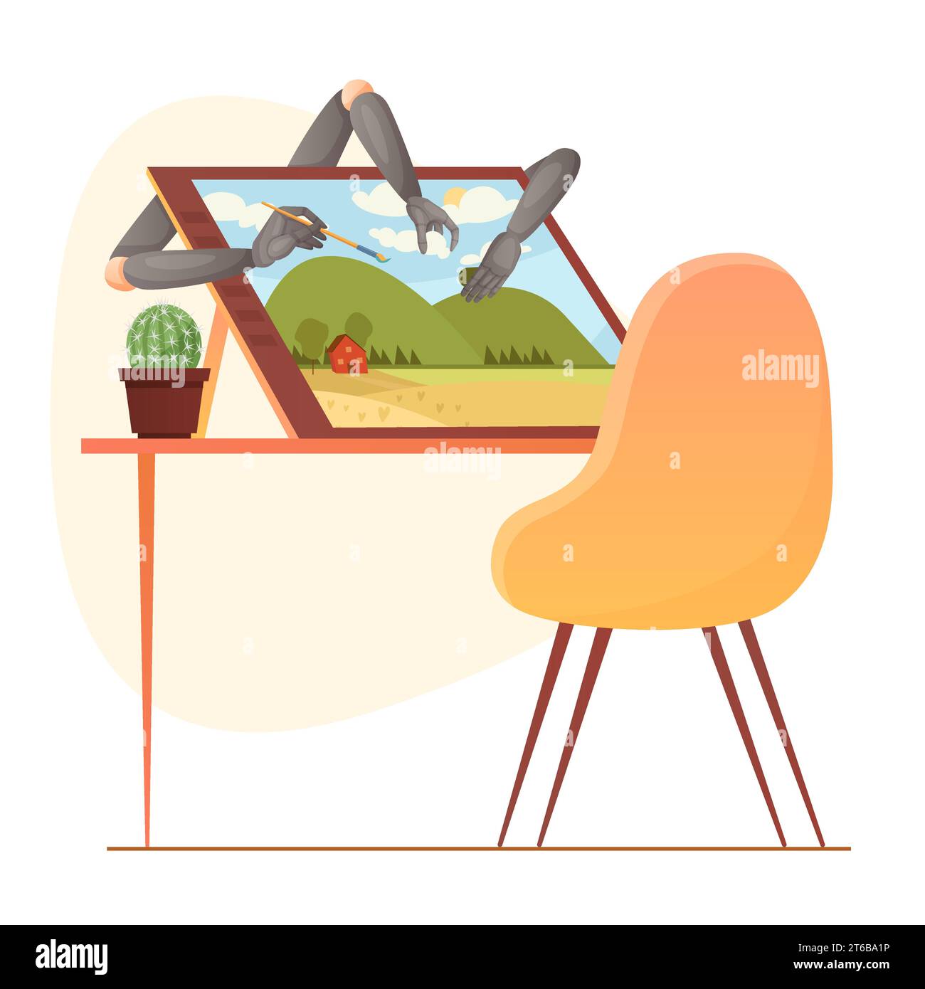 Art generated by artificial intelligence vector illustration. Cartoon ...