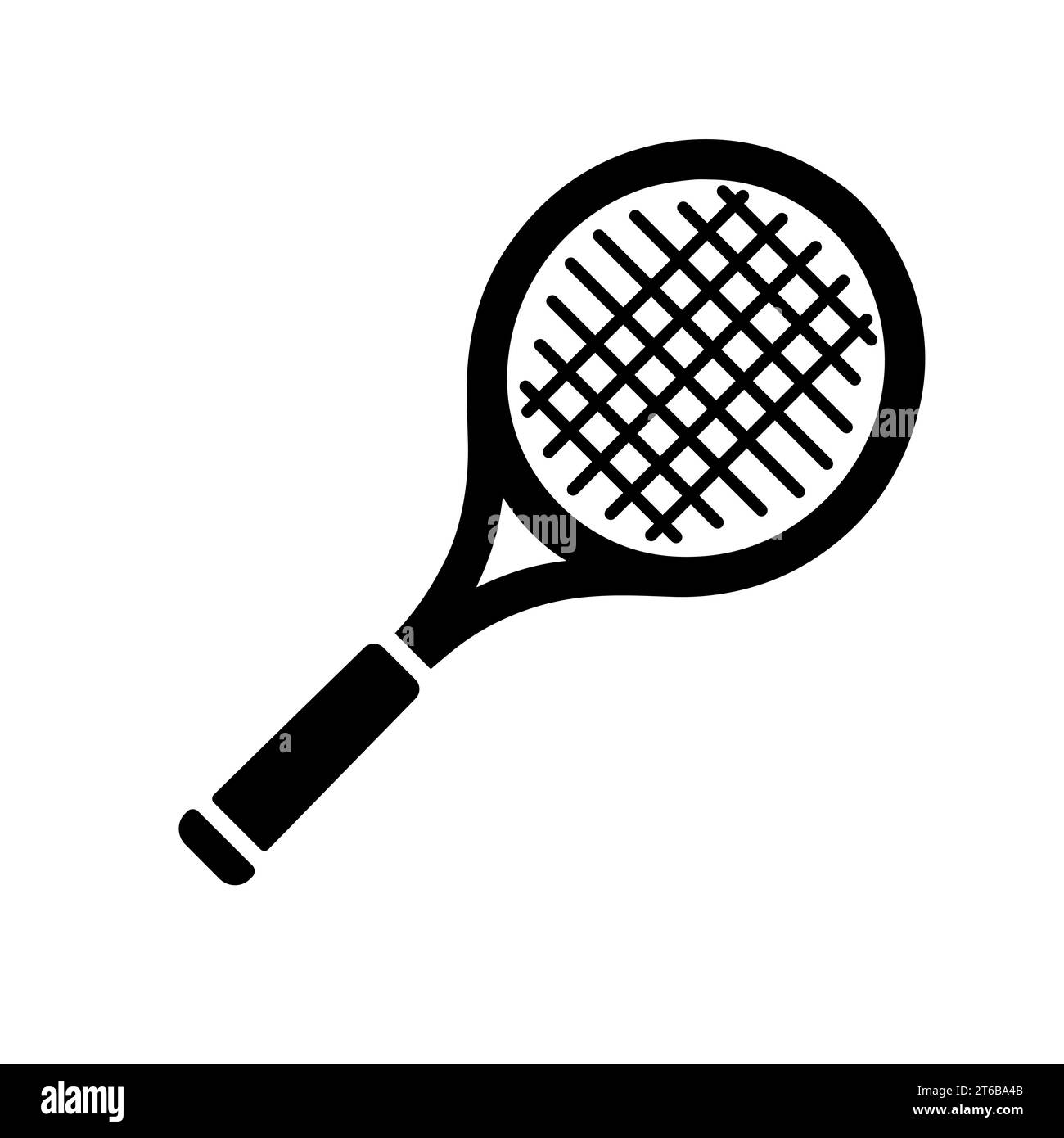Tennis racket icon. Black silhouette of a tennis racket in flat design ...