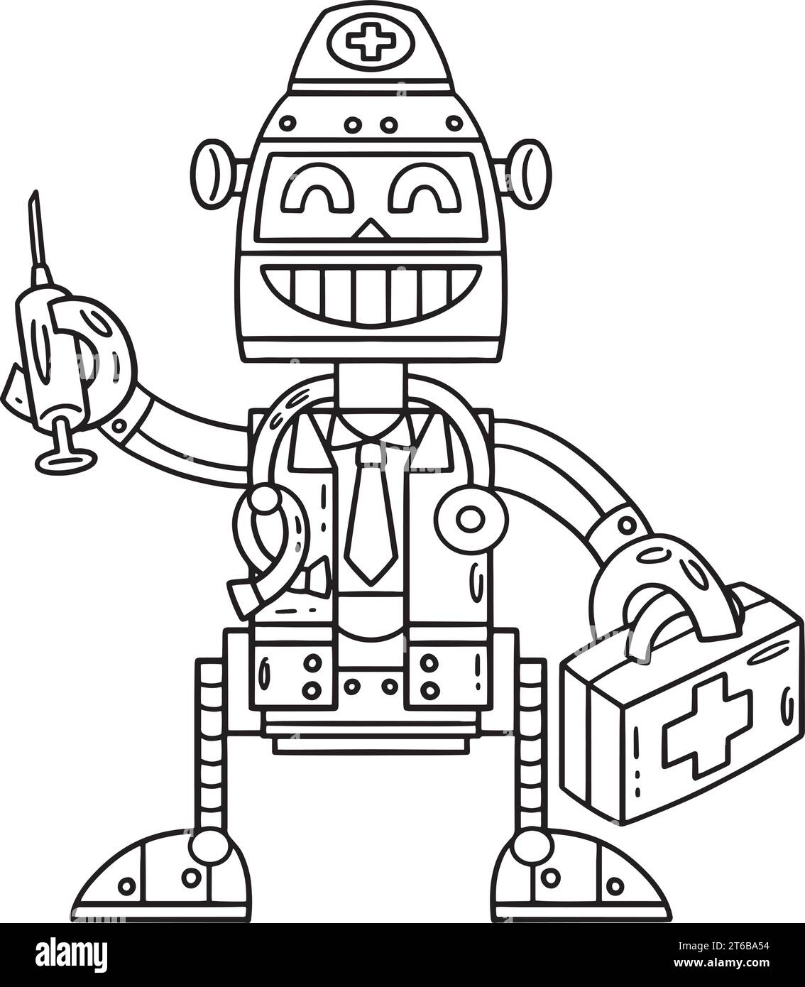 Robot Doctor Isolated Coloring Page for Kids Stock Vector Image & Art ...