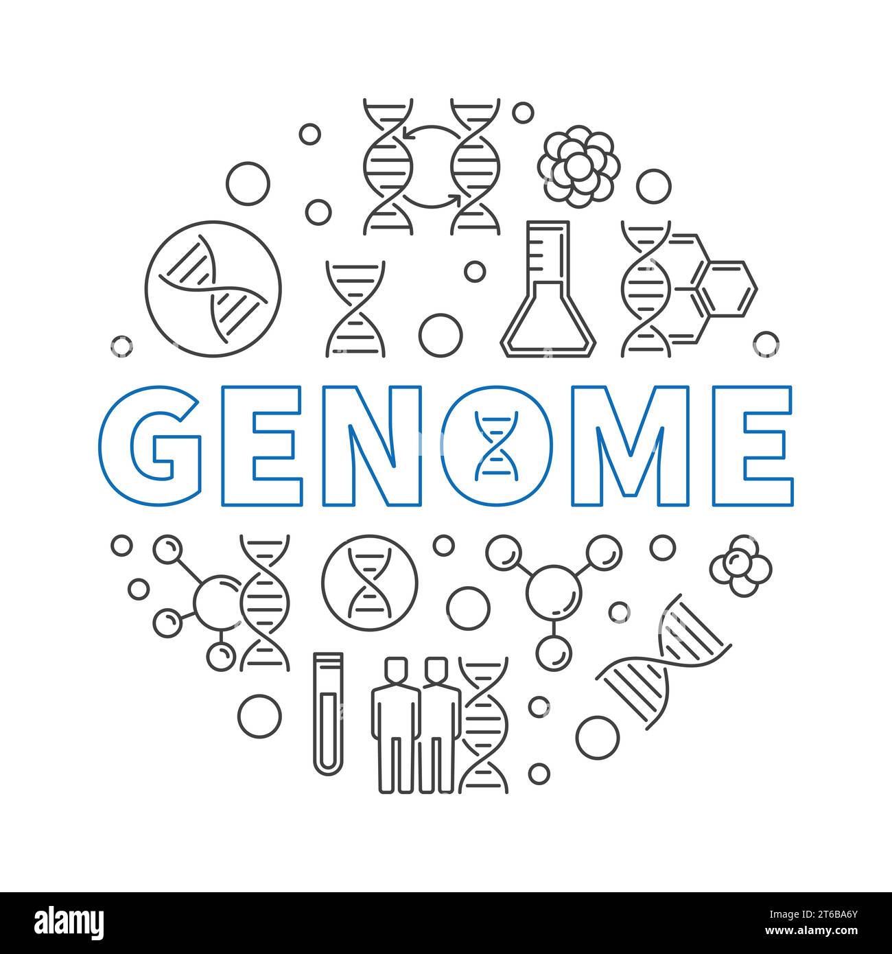 Genome Vector Round Concept Minimal Illustration In Thin Line Style Stock Vector Image And Art Alamy