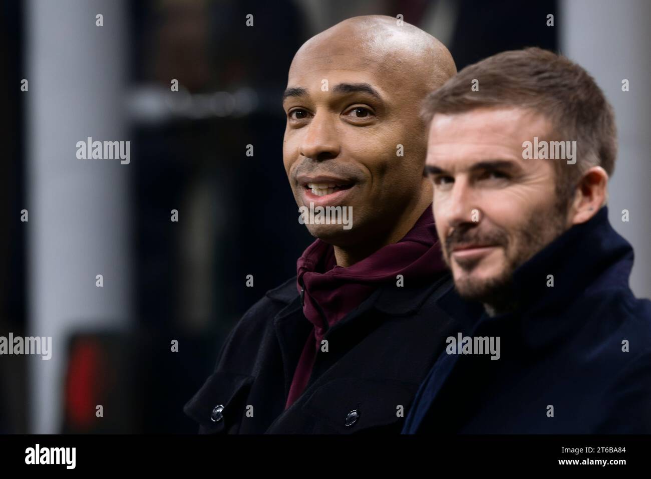 Thierry Henry and David Beckham attend the UEFA Champions League ...