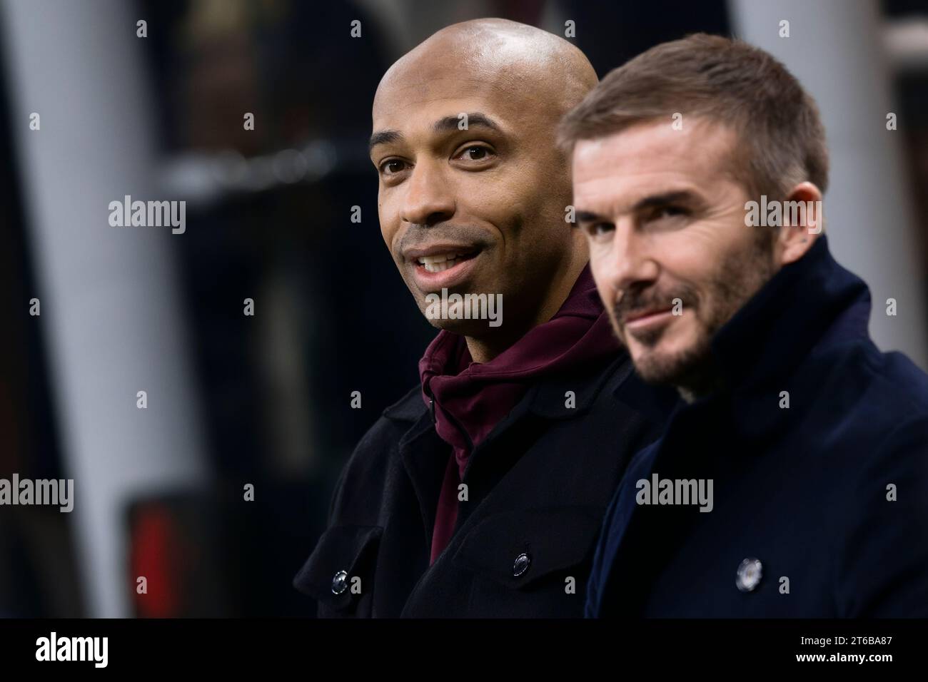 Thierry Henry and David Beckham attend the UEFA Champions League ...
