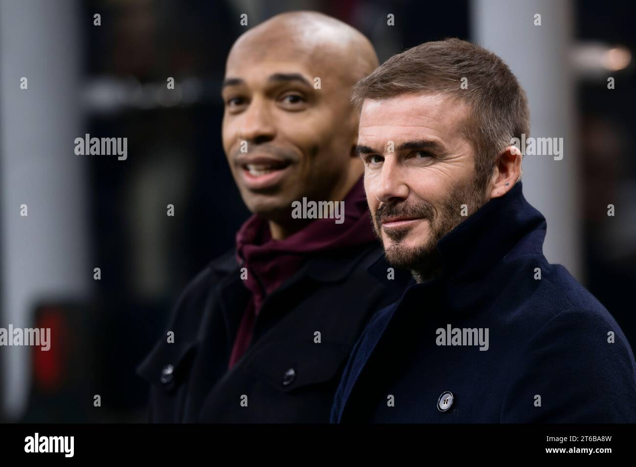Thierry Henry and David Beckham attend the UEFA Champions League ...