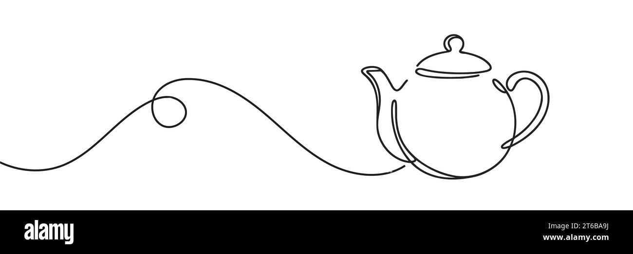 Teapot drawn with one line isolated. Vector illustration Stock Vector ...