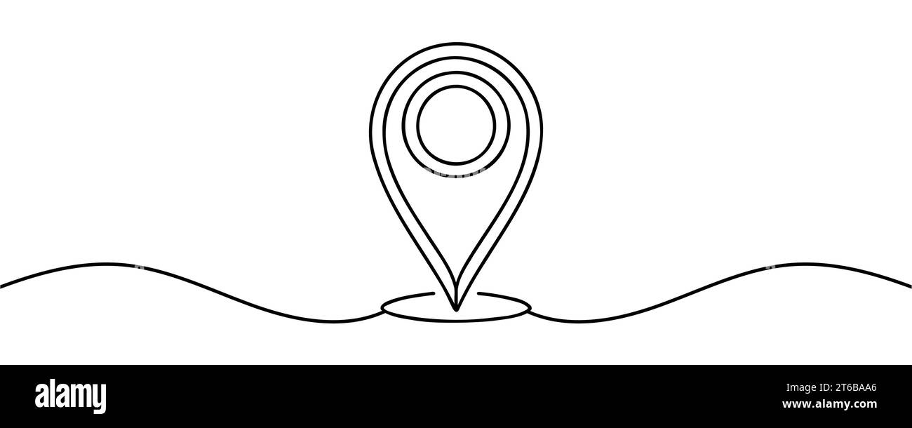 Location sign drawn in one line style isolated. Vector illustration ...