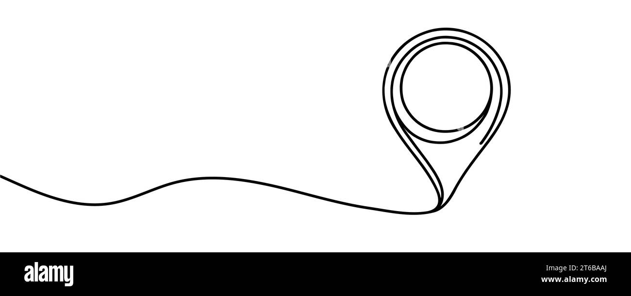 Location sign drawn in one line style isolated. Vector illustration ...