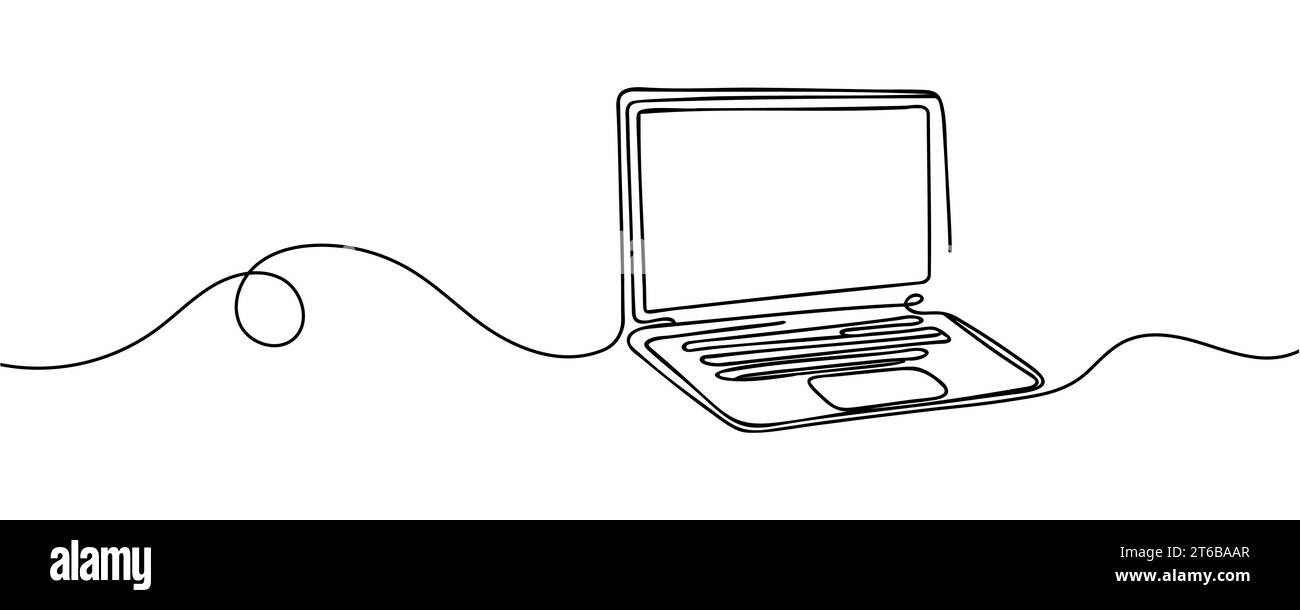 drawing of laptop in one line style isolated. Vector illustration Stock ...