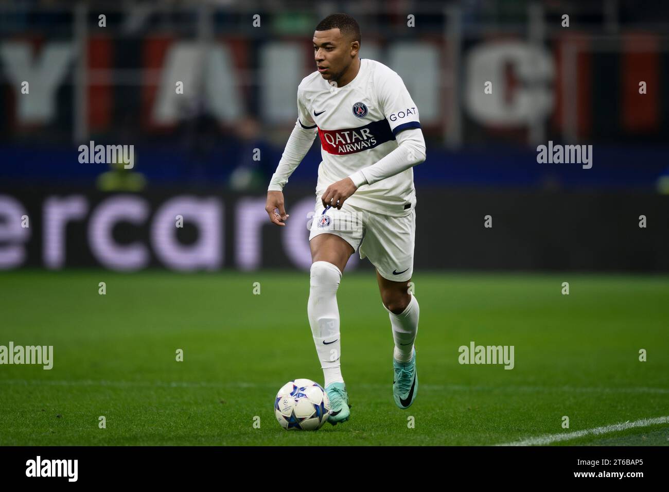 Kylian Mbappe of Paris Saint-Germain FC in action during the UEFA ...