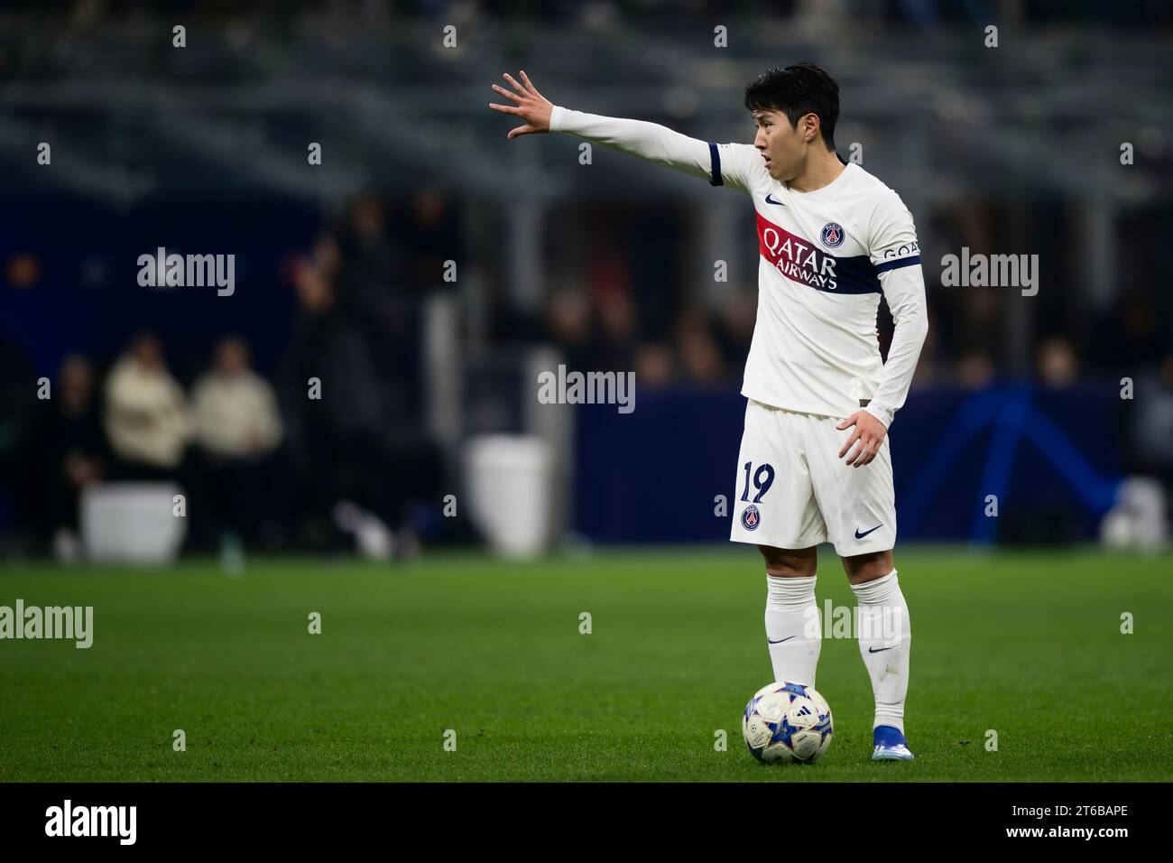 Lee Kang-in of Paris Saint-Germain FC gestures during the UEFA ...
