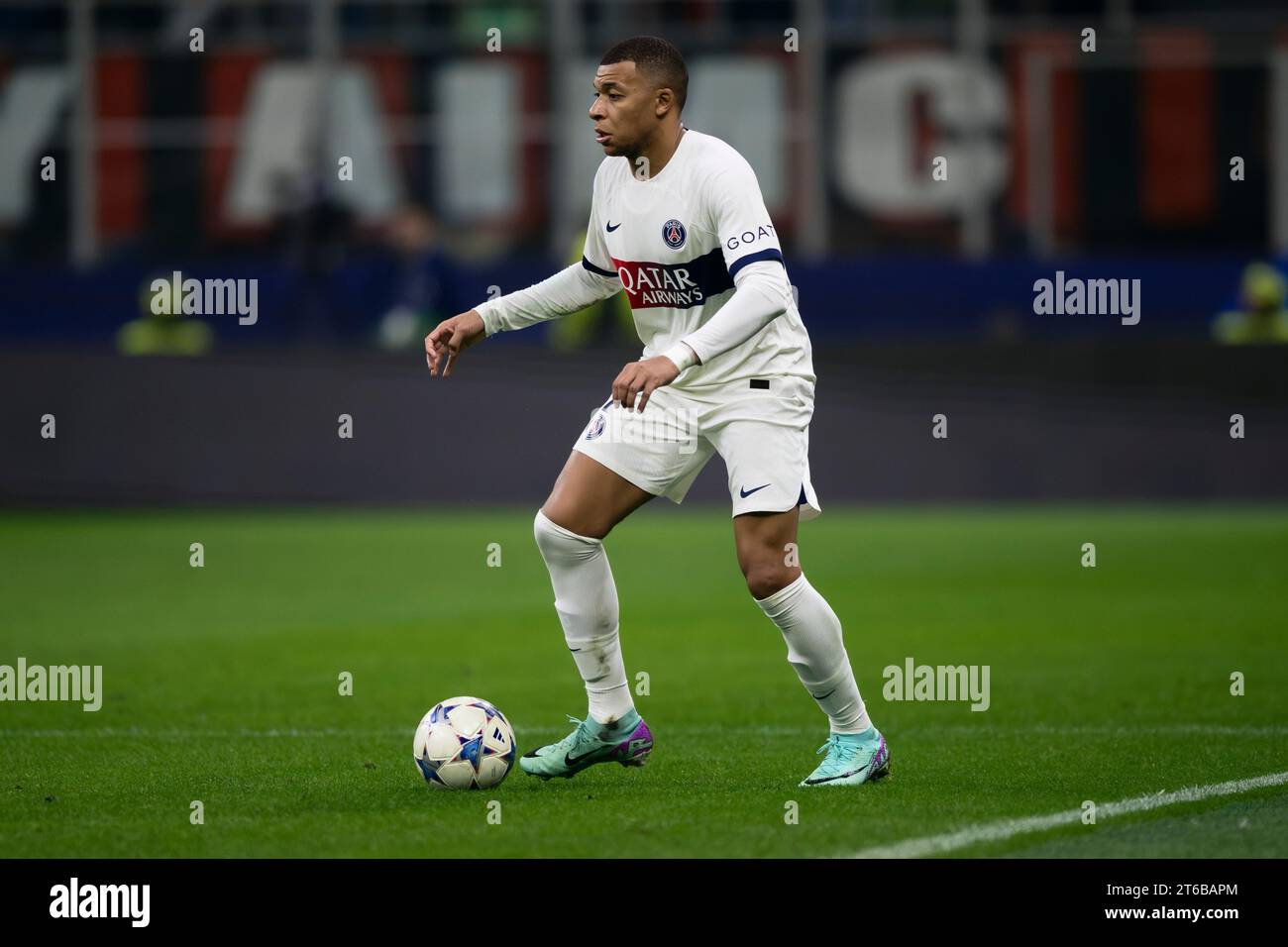 Kylian Mbappe of Paris Saint-Germain FC in action during the UEFA ...