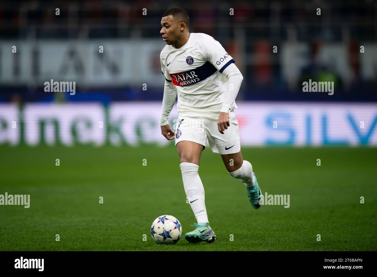 Kylian Mbappe of Paris Saint-Germain FC in action during the UEFA ...