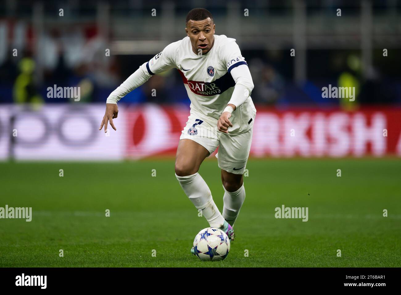 Kylian Mbappe of Paris Saint-Germain FC in action during the UEFA ...