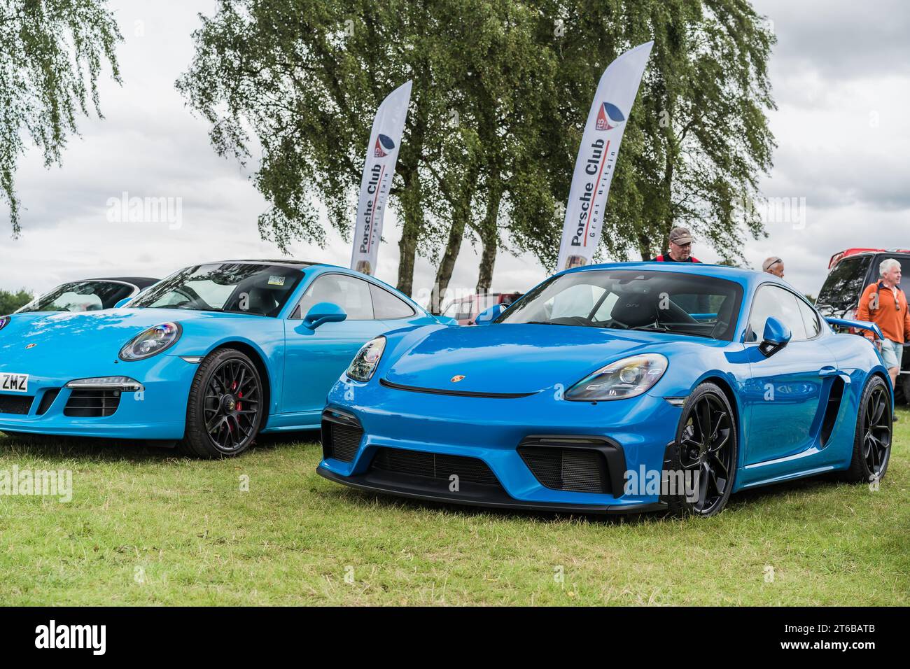 Tarporley, Cheshire, England, July 30th 2023. Blue Porsche Cayman GT4 ...
