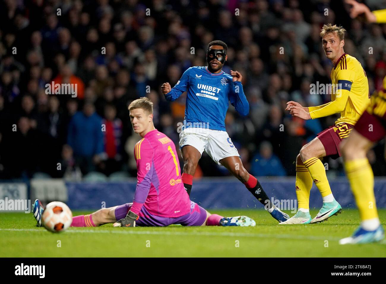 Rangers' Danilo (centre) scores their sides first goal during the UEFA ...